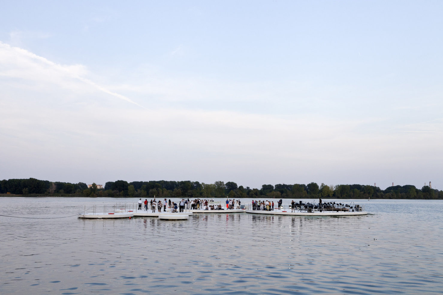 Space Caviar designs floating stages for Mantua, Italy
