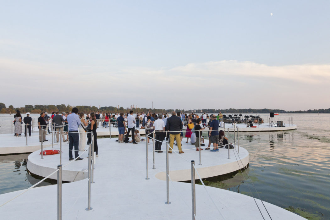 Space Caviar designs floating stages for Mantua, Italy