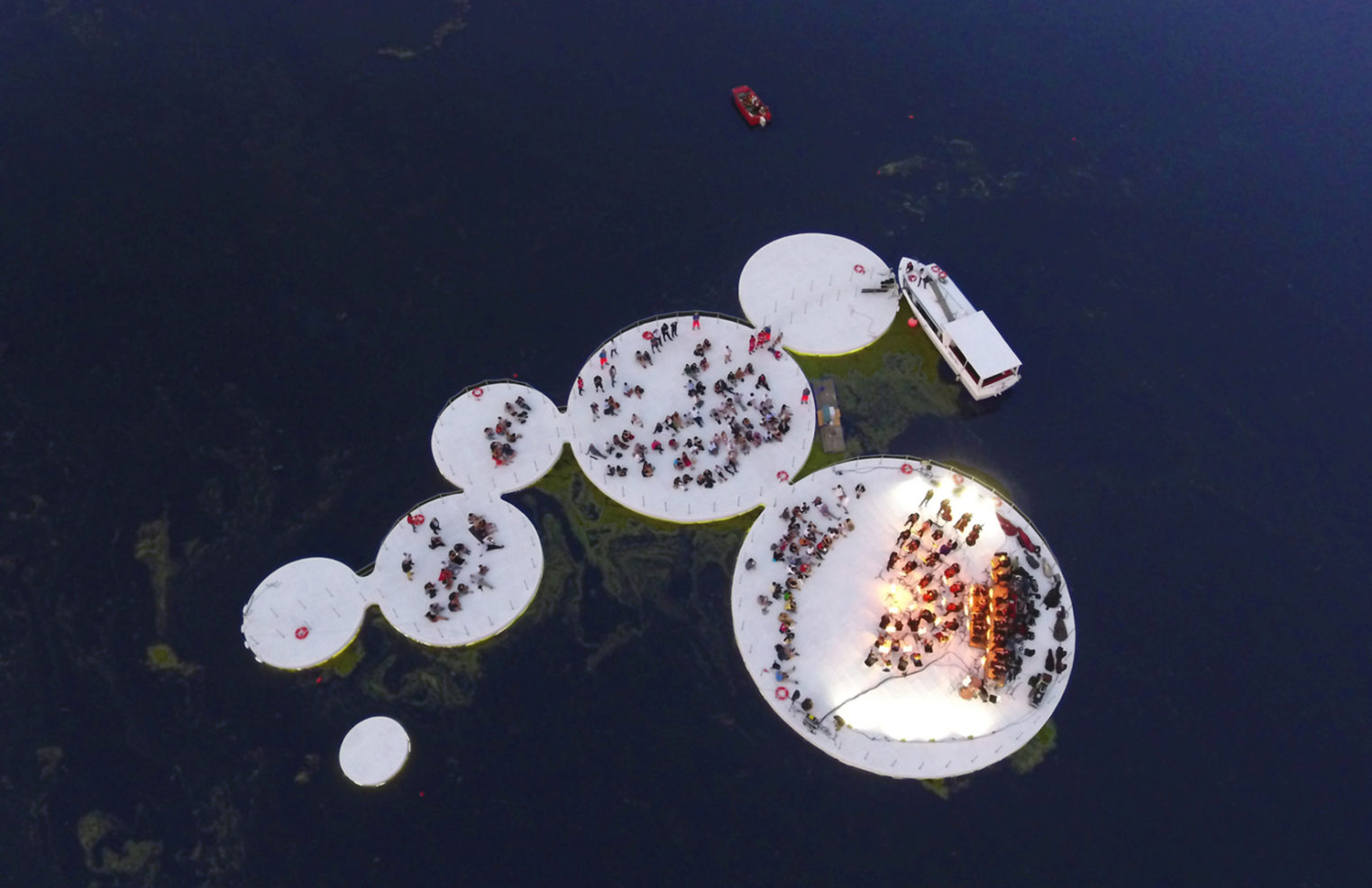 Space Caviar designs floating stages for Mantua, Italy